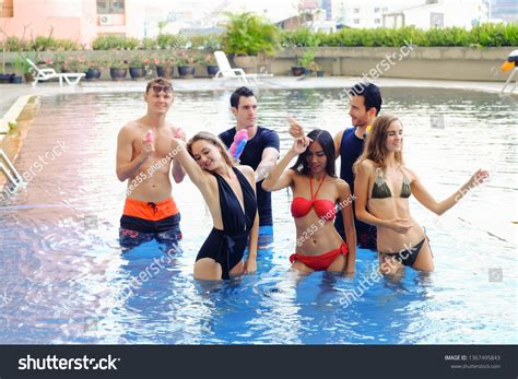 Portrait Sexy Bikini Pool Party Enjoy Stock Photo 1367495843 Shutterstock