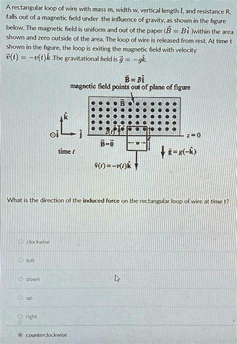 A Rectangular Loop Of Wire With Mass M Width W Vertical Length L And