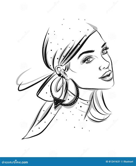 Beautiful Line Art Woman Illustration Stock Vector Illustration Of