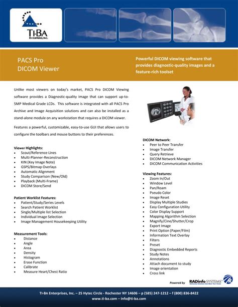 PACS Pro DICOM Viewer Digital Imaging Solutions Digital Radiography Imaging Solutions TI