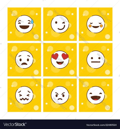 Set Of Yellow Emojis Design Royalty Free Vector Image