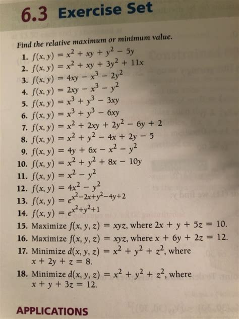 Solved 63 Exercise Set Find The Relative Maximum Or Minimum
