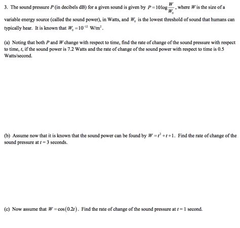 Solved The Sound Pressure P In Decibels DB For A Given Chegg