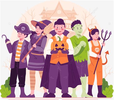 해피 할로윈 귀여운 아이들이 성 배경으로 축하하는 다양한 의상을 입고 있습니다 벡터 할로윈 파티 삽화 Png 일러스트 및 벡터 에 대한 무료 다운로드 Pngtree