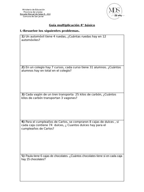 Guía Multiplicación 4° Pdf