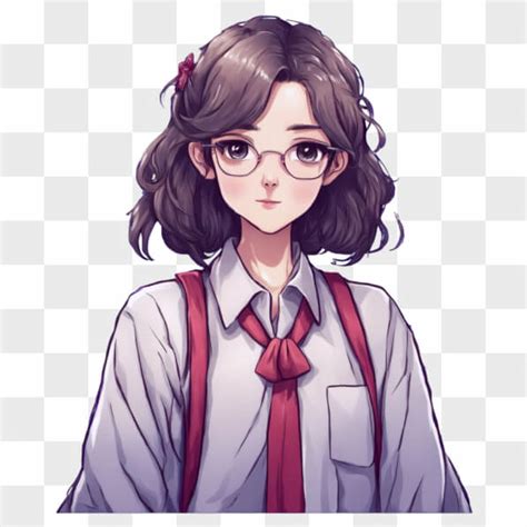 Download Anime Girl With Glasses And White Shirt Cartoons Online