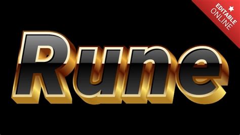 Rune Black Gold 3d Text Effect Generator