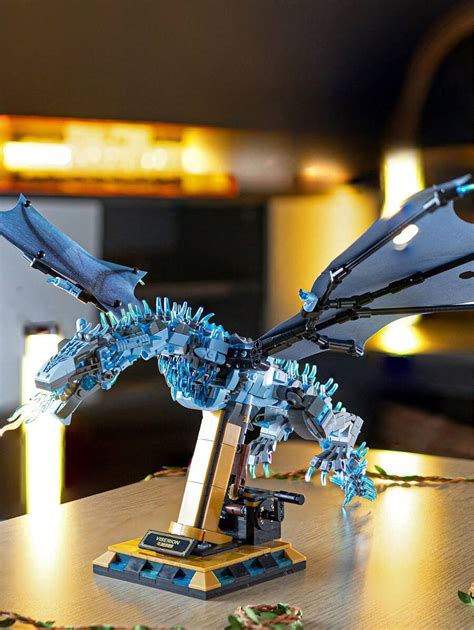 Moc Assembled Small Particle Building Blocks Ancient Ice Dragon Adult Difficult Assembly Large