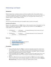 Copy Of Meteorology Lab Worksheet Pdf Meteorology Lab Report Introduction Meteorologists Draw
