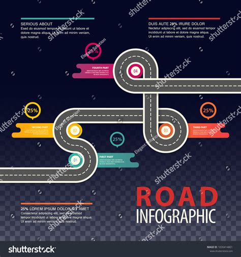 Road Map Infographics Round Charts Section Stock Vector Royalty Free Shutterstock