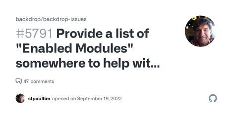 Provide A List Of Enabled Modules Somewhere To Help With Debugging · Issue 5791 · Backdrop