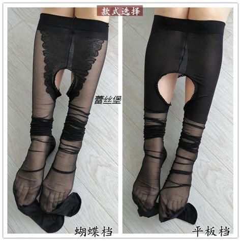 开裆丝袜加大码黑丝性感超薄女免脱透明诱惑情趣防勾丝蝴蝶档夏季虎窝淘