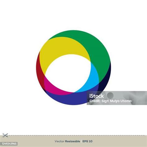 Warnawarni Ikon Lingkaran Sphere Vector Logo Desain Ilustrasi Vektor
