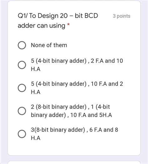 solved 3 points q1 to design 20 bit bcd adder can using