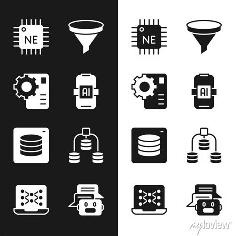 Set Artificial Intelligence Ai Neural Network Processor Cpu Posters For The Wall Posters