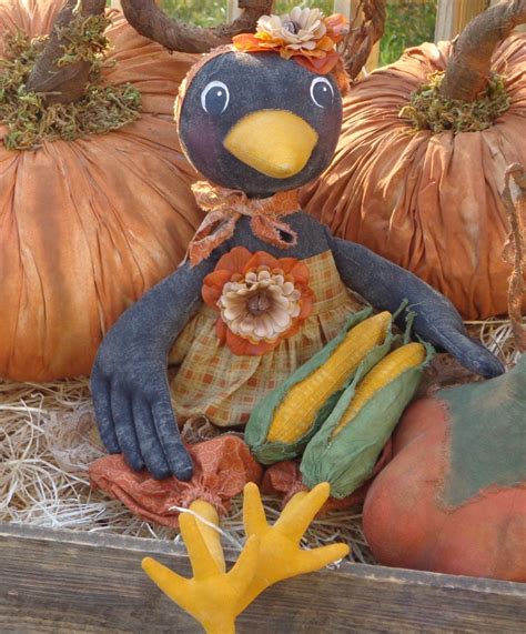 Primitive Crow Doll With Corn Autumn Decor Fall Antique Price Guide
