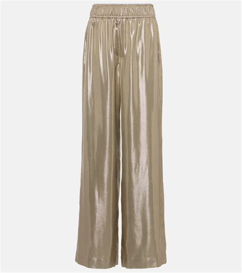 Metallic Wide Leg Pants In Gold Brunello Cucinelli Mytheresa