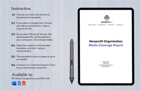 Nonprofit Organization Media Coverage Report Template In Word Png