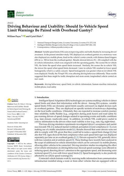 Pdf Driving Behaviour And Usability Should In Vehicle Speed Limit Warnings Be Paired With