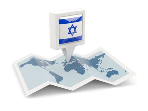 Square Pin With Map Illustration Of Flag Of Israel