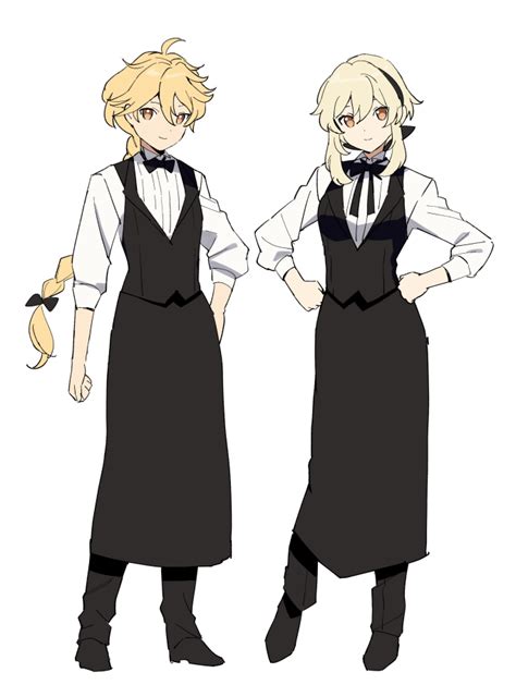 Safebooru - 1boy 1girl aether (genshin impact) alternate costume black bow black footwear black ...
