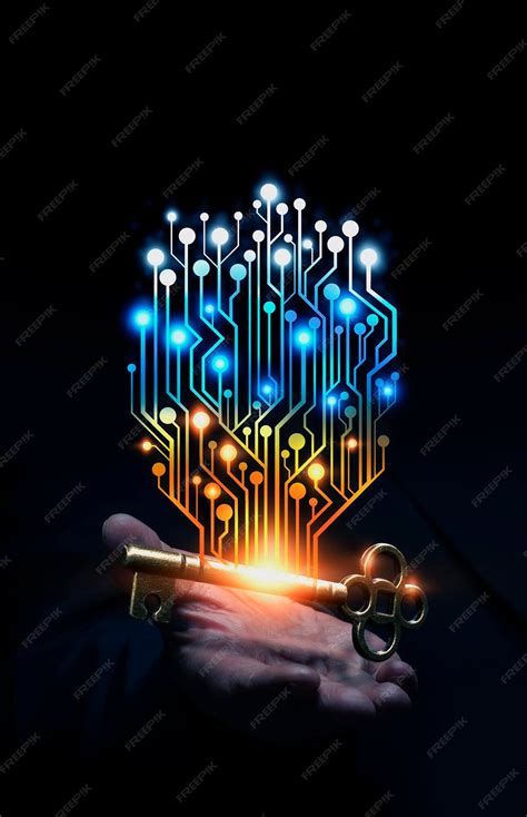 Premium Photo A Colorful Digital Tree On An Ancient Key The Concept