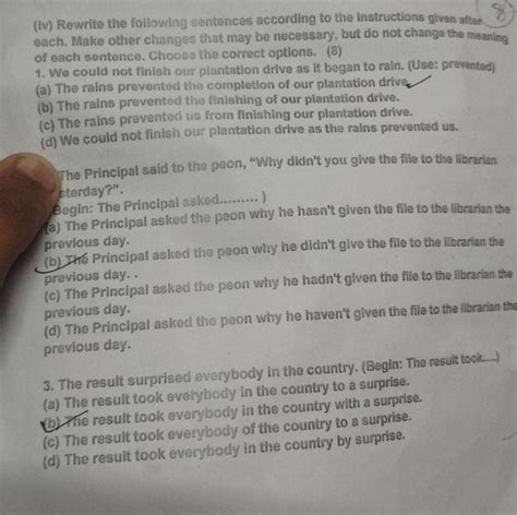 Iv Rewrite The Following Sentences According To The Instructions Given