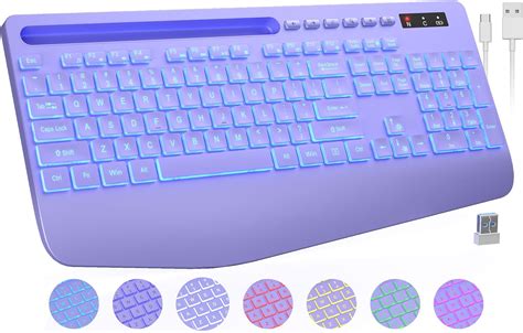 Wireless Keyboard With 7 Colored Backlits Wrist Rest