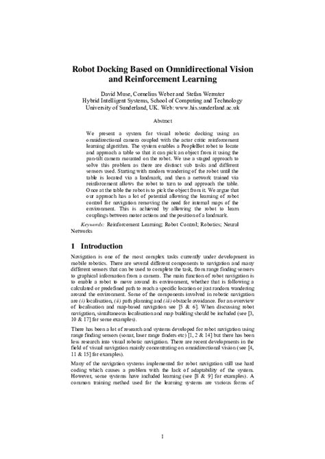 Pdf Robot Docking Based On Omnidirectional Vision And Reinforcement