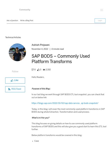 Sap Bods Commonly Used Platform Transforms Sap Blogs Pdf Software Software Development