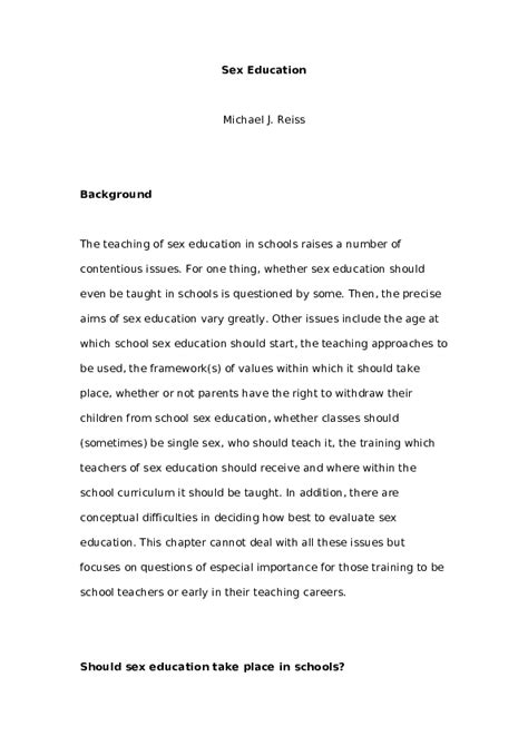 Sex And Relationships Education