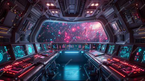Futuristic Spaceship Command Center Premium Ai Generated Image