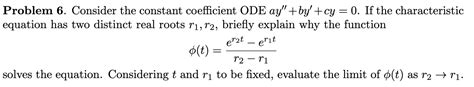 Solved Problem Consider The Constant Coefficient Ode Chegg