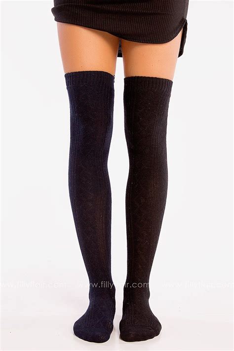 Over The Knee Socks In Black Filly Flair