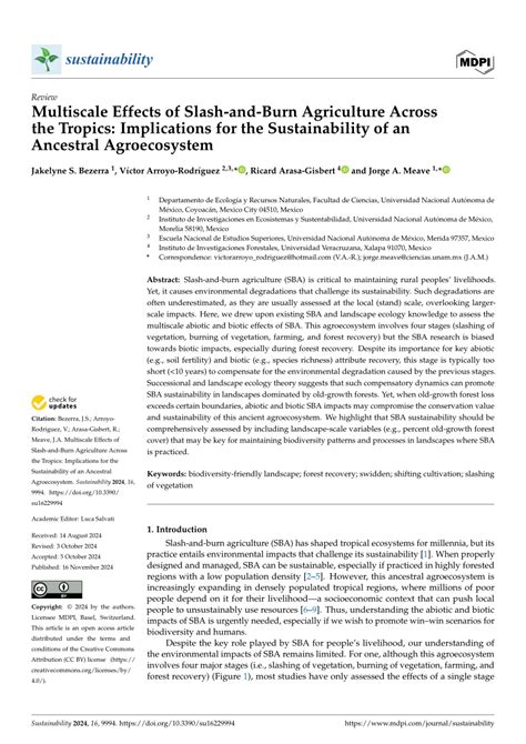 Pdf Multiscale Effects Of Slash And Burn Agriculture Across The Tropics Implications For The
