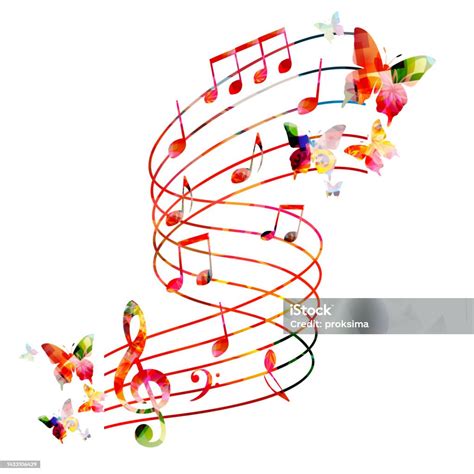 화려한 음악 노트 벡터 삽화 디자인이 있는 음악 배경 예술 음악 축제 포스터 라이브 콘서트 이벤트 파티 전단지 음악 노트 표지판