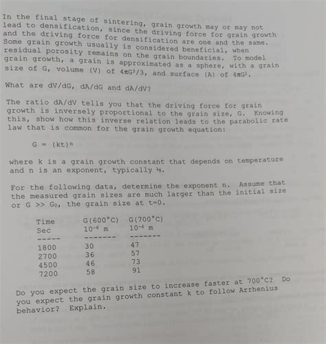 Solved In The Final Stage Of Sintering ﻿grain Growth May Or