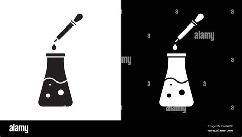 Laboratory Test Icon Black Line Art Vector In Black And White Outline Set Collection Sign Stock