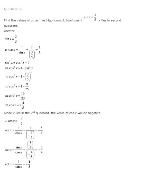 Maths Class 11 Chapter 3 Question Answer