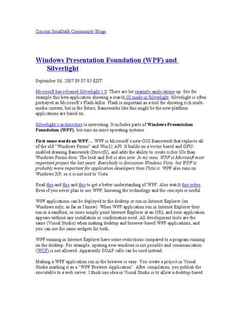 Cincom Smalltalk Community Blogs Pdf Microsoft Silverlight