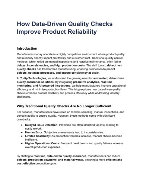 Ppt How Data Driven Quality Checks Improve Product Reliability