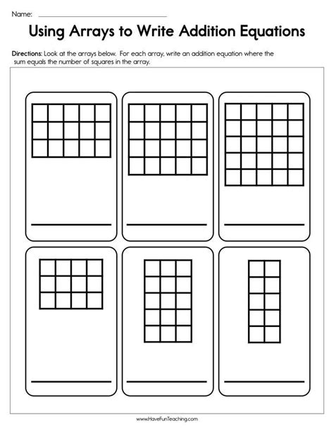 Using Arrays To Write Addition Equations Worksheet Escritura Números
