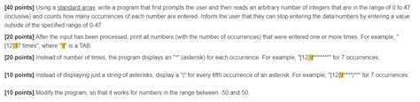 Solved 40 Points Using A Standard Array Write A Program Chegg