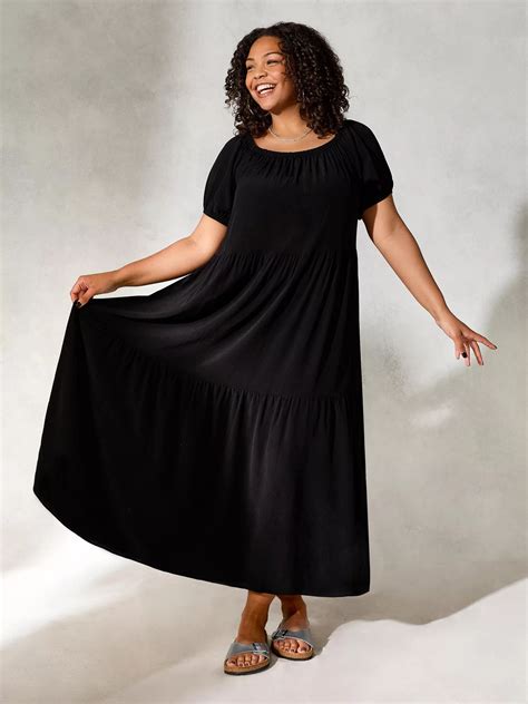 Live Unlimited Curve Tiered Maxi Dress Black At John Lewis And Partners
