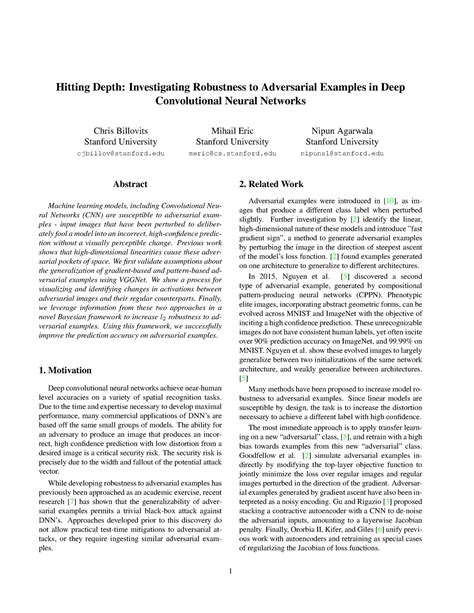 Hitting Depth Investigating Robustness To Adversarial Examples In