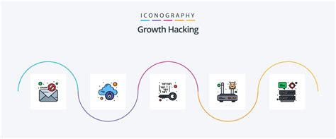 Hacking Line Filled Flat 5 Icon Pack Including Network Internet