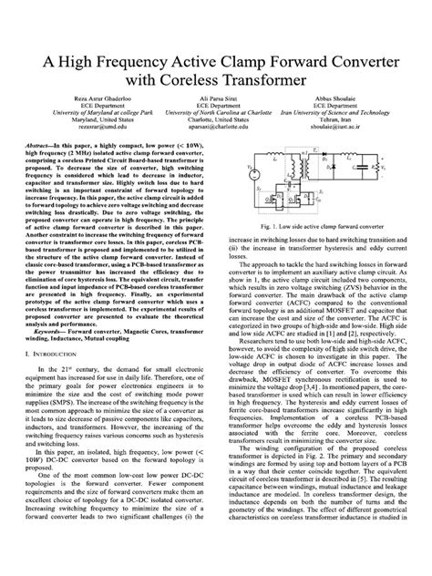 A High Frequency Active Clamp Forward Converter With Coreless