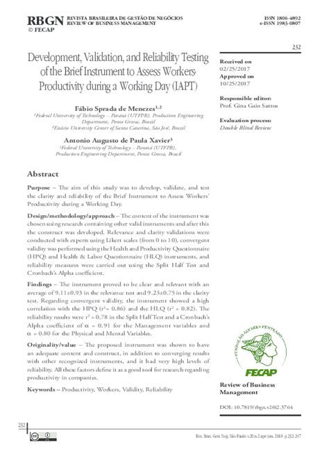 Pdf Development Validation And Reliability Testing Of The Brief