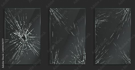 Vetor Do Stock Broken Glass With Cracks And Hole From Impact Or Bullet