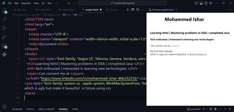 Mohammed Izhar On Linkedin Html Webdevelopment Codingjourney Learning